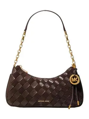 Michael Kors Logo-plaque Woven Shoulder Bag - Brown