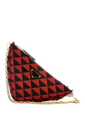 Prada Symbol Triangle Jacquard Bag - Black