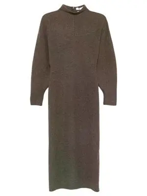 Max Mara Balloon Sleeve Midi Dress - Brown