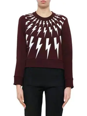 Neil Barrett Fair Isle Thunderbolt Sweatshirt - Red