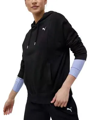 PUMA Logo Embroidered Drawstring Hoodie - Black