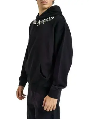 Palm Angels Logo Print Hoodie - Black