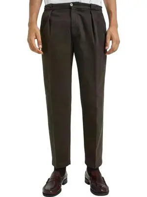 BRIGLIA 1949 Pleated Tapered-leg Trousers - Brown