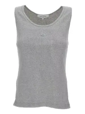 Maison Kitsuné Ribbed Knit Logo Patch Sleeveless Top - Grey
