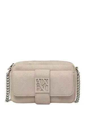 Armani Exchange Logo Plaque Pebbled Camera Bag - Neutrals