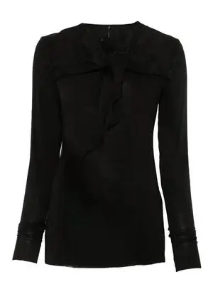 MASNADA Masnada Jersey Pussy-Bow Long-Sleeve Top