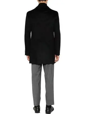 Tagliatore Double-breasted Peak-lapel Coat - Black