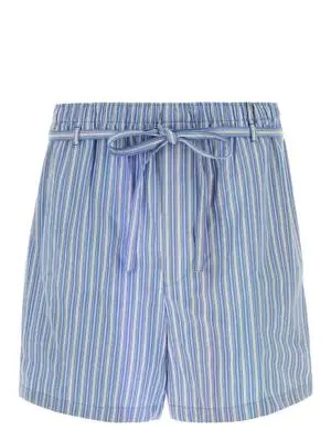 SAINT LAURENT Saint Laurent Striped Embroidered Cotton Shorts