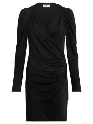 BALMAIN Balmain Draped Wrap-Style Dress With Gold-Tone Chain Tassel