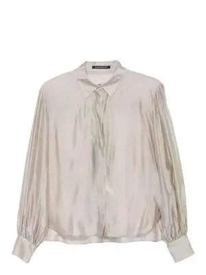 LUISA CERANO Semi-sheer Pleated-sleeve Blouse - Neutrals