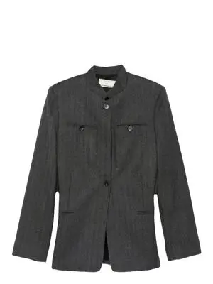 LITKOVSKA Dark Herringbone Button-up Layered-back Jacket - Grey