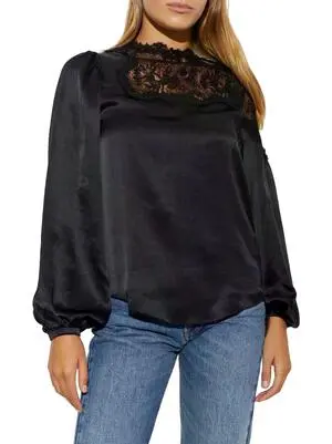 Isabel Marant Étoile Lace-panelled Satin Blouse - Black