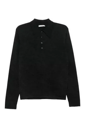LEMAIRE Long-sleeve Polo Sweater - Black