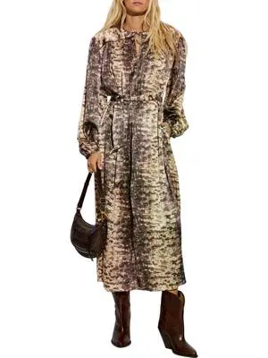 ISABEL MARANT ÉTOILE ISABEL MARANT Luada Silk Abstract Print Midi Dress