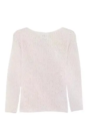 Alpha Studio ALPHA STUDIO Open-Knit Long-Sleeve Sweater Neutrals