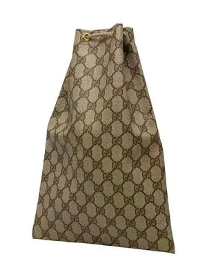 Gucci Gg Supreme Monogram Drawstring Pouch - Neutrals