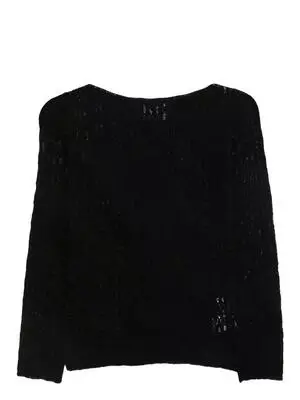 Alpha Studio Open-knit Boat-neck Sweater - Black
