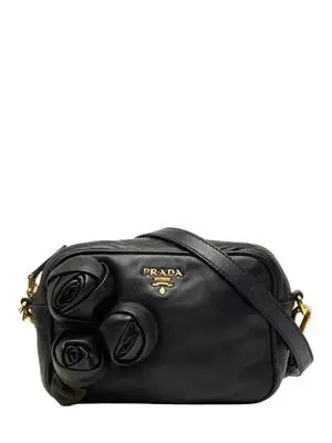 PRADA Prada Nappa Leather Rosette Crossbody Bag