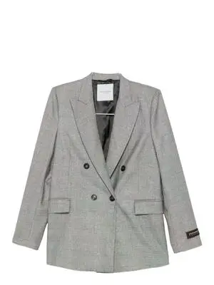 ERMANNO FIRENZE Prince Of Wales Check Double-breasted Jacket - Grey