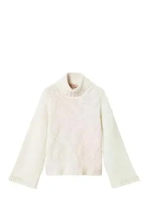 TWINSET Wool-blend Turtleneck Jumper With Criss-cross Pattern - Neutrals