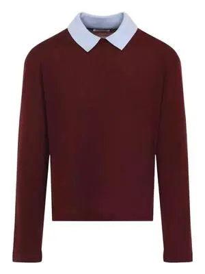 JIL SANDER Contrast-collar Polo Shirt - Red