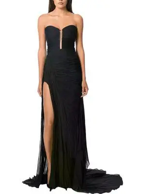 NORINA ST NORINA ST Ruched Strapless Gown With Side Slit