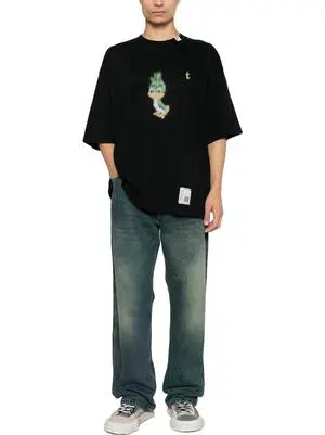 Mihara Yasuhiro Leon-print T-shirt - Black