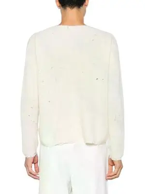 SECOND / LAYER Distressed Waffle-knit Sweater - Neutrals