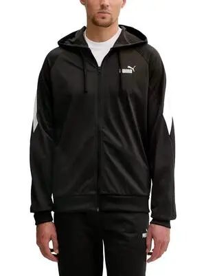 PUMA Logo-print Zip-up Hoodie - Black