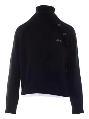 Liu Jo Button-detail Roll-neck Sweater - Black