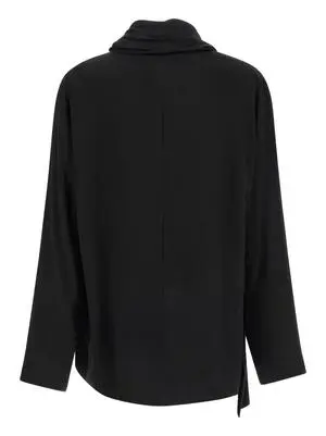 NUDE Draped Panel Asymmetrical Blouse - Black