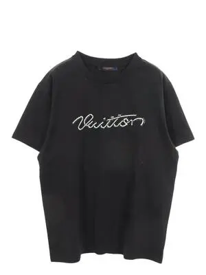 LOUIS VUITTON 2000s Embellished Signature T-shirt - Black
