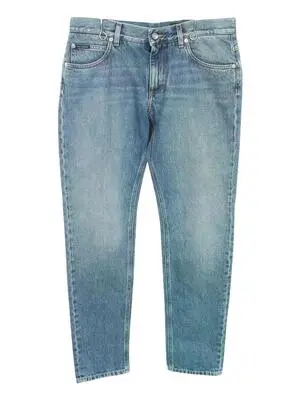 Dolce & Gabbana Cotton Logo Plate Jeans - Blue