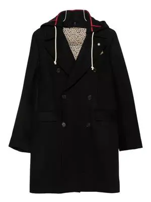 MANUEL RITZ Double-breasted Hooded Coat - Black