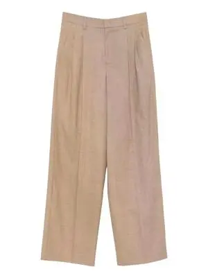 ROSSI Noa Pleated Wide Leg Trousers - Neutrals