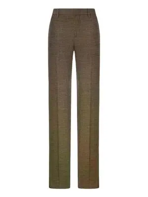 Etro Check Pattern Wool Trousers - Brown