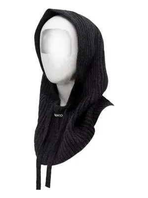 Pinko Ribbed-knit Drawstring Balaclava - Grey
