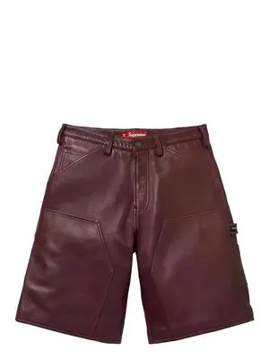 Supreme Double Knee Leather Painter Shorts - Red