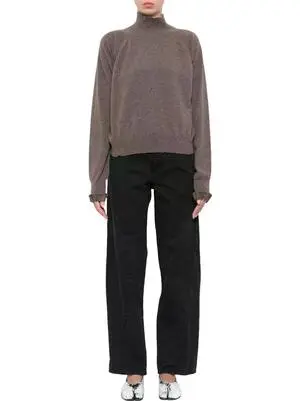 MAISON MARGIELA Distressed Knit Turtleneck - Brown