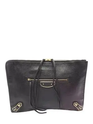 Balenciaga 2010s Metallic Edge Clutch Bag - Black