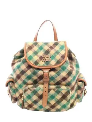Miu Miu MIU MIU Check Pattern Leather Trim Backpack Neutrals