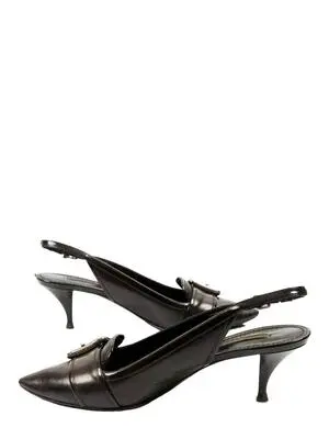 LOUIS VUITTON 2000s Leather Buckled Slingback Pumps - Black
