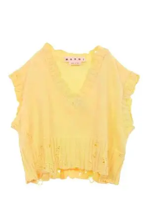 Marni Distressed Knit Vest - Yellow
