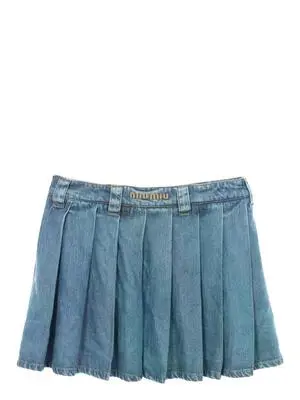 Miu Miu Pleated Denim Mini Skirt - Blue