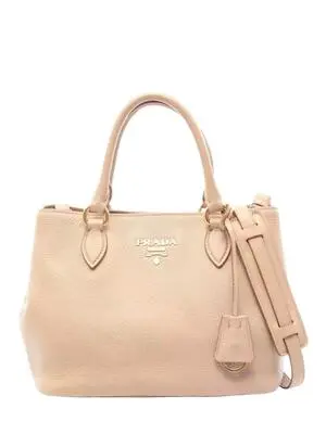 Prada Vitello Phenix Open Convertible Tote Satchel - Neutrals
