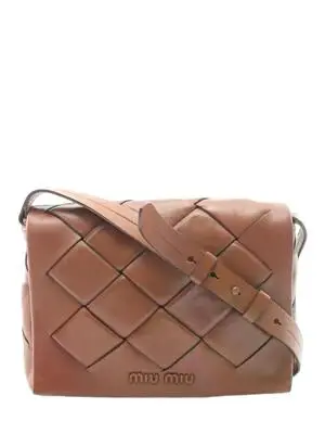 Miu Miu Woven Leather Crossbody Bag - Brown