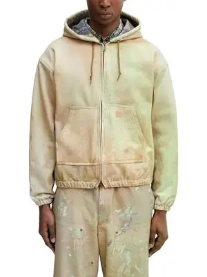 BEAMS Faded Effect Zip-up Hoodie - Neutrals