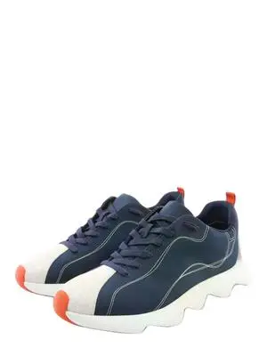 Hermès 2020s Navy Suede Panel Lace-up Sneakers - Blue