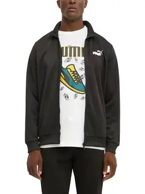 PUMA Logo Print Zip-up Sweater - Black