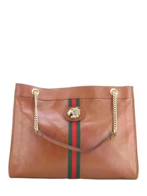 Gucci Gucci Rajah Chain Leather Large Tote Bag Brown